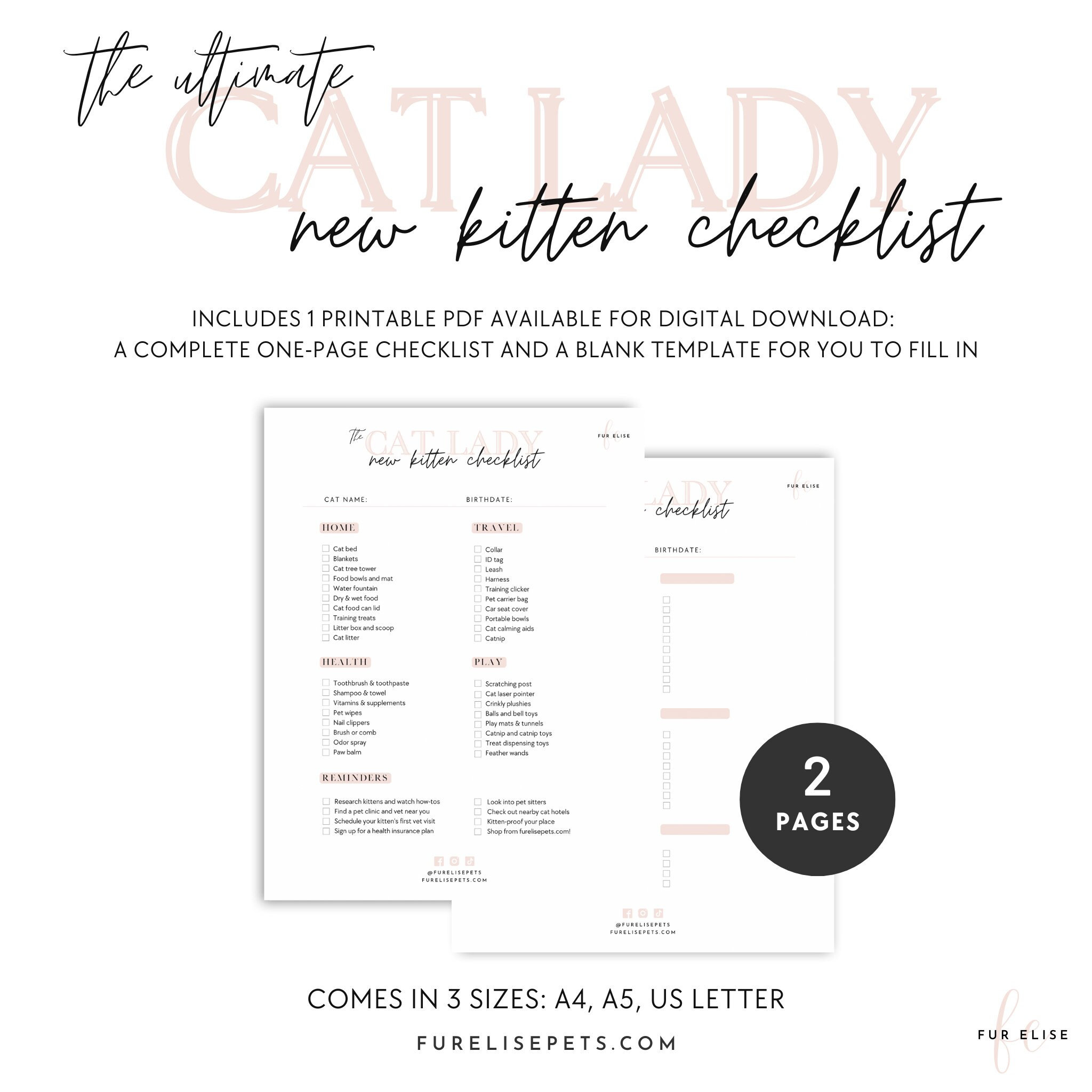 New Kitten Checklist | Ultimate Cat Lady Planner, Kitten Essentials ...