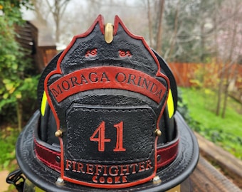 Custom Leather Fire Helmet Shield - Handcrafted Firefighter Helmet ...