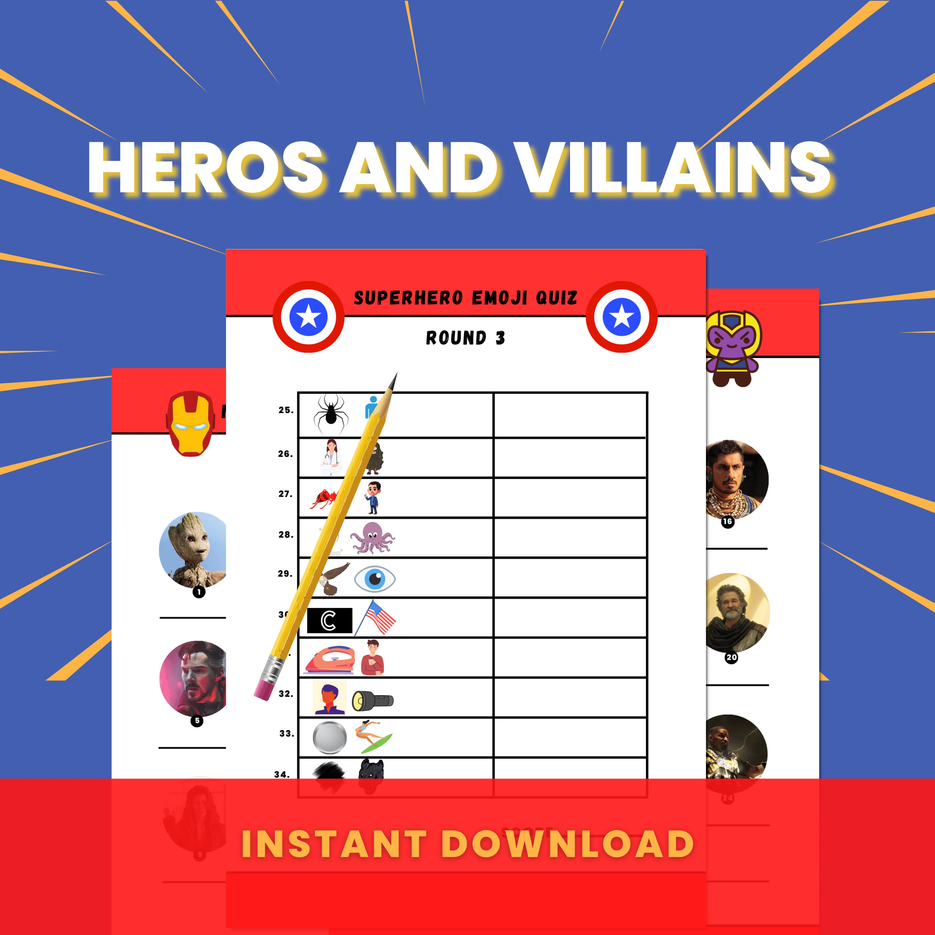 Superhero Quiz, Emoji Quiz, Comic Book Film Quiz, Movie Quiz, Digital ...