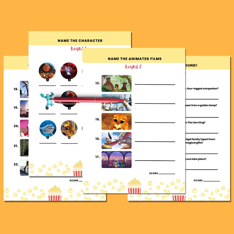 Children's Animated Film Quiz, Printable Quiz Questions, Picture Round ...