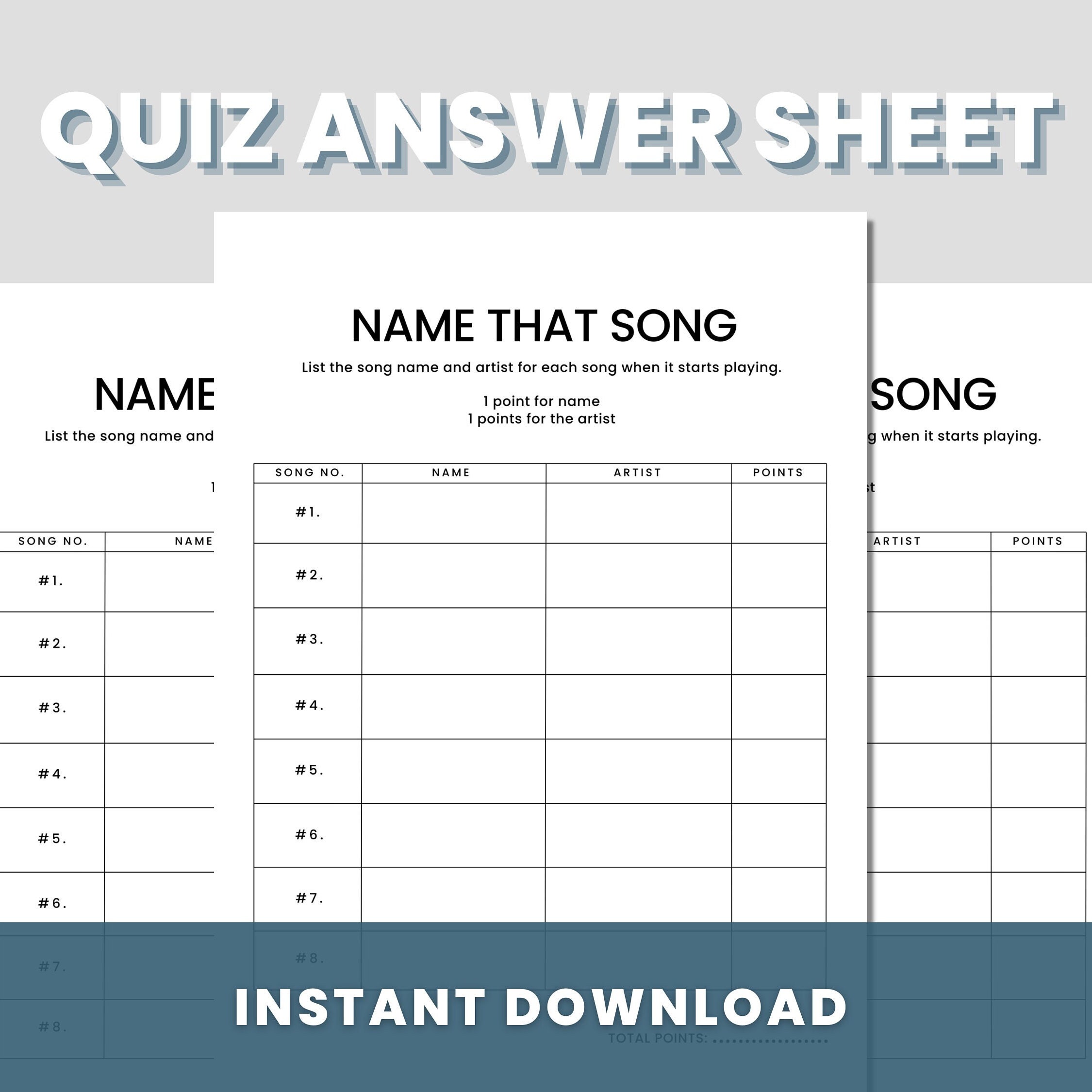 Quiz Answer Sheets, Printable Quiz Sheets, Digital Download Template - Etsy
