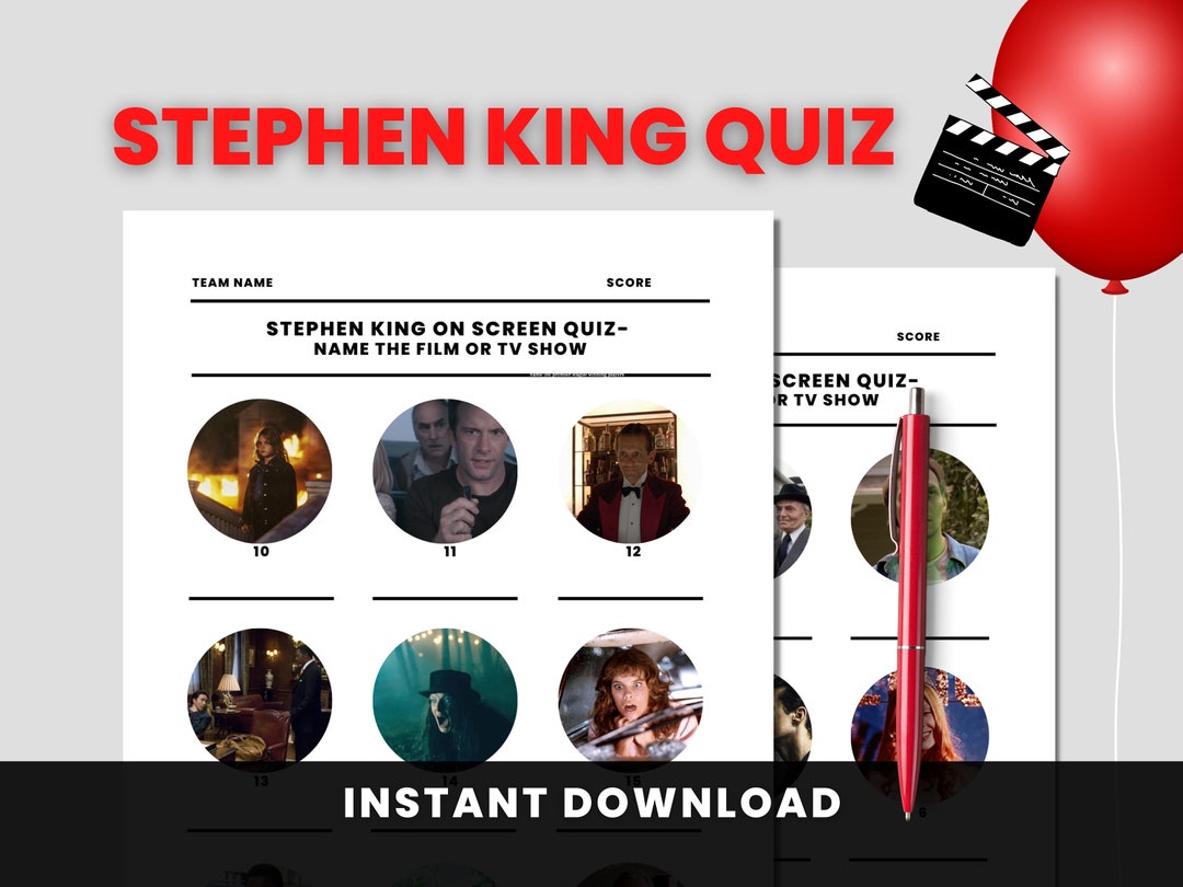 Halloween Horror Stephen King Quiz Printable Quiz Questions, Picture ...