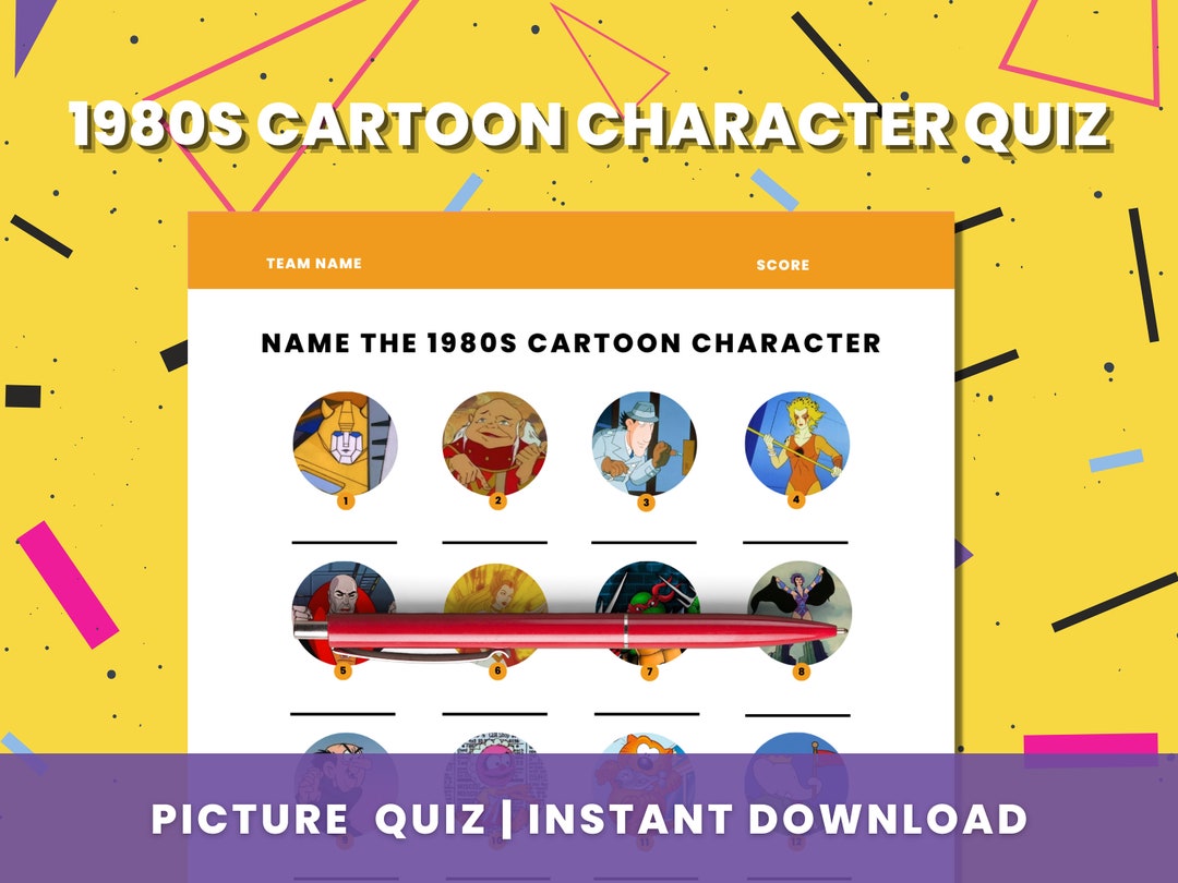 1980s Cartoon Character Quiz, Picture Round Quiz, Quiz Sheet, Digital ...