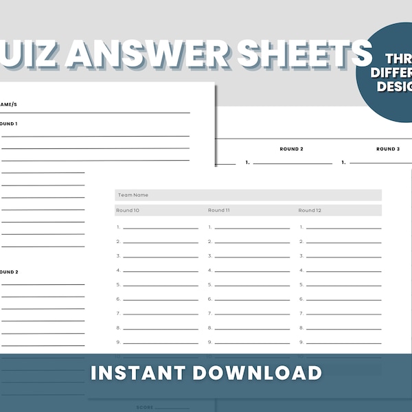 Trivia night answer sheet template - Etsy.de
