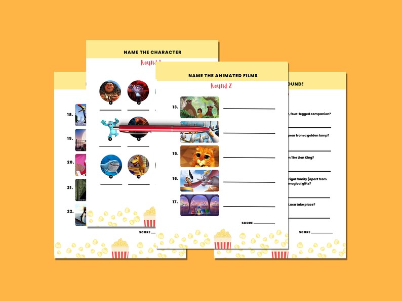 Children's Animated Film Quiz Printable Quiz Questions - Etsy