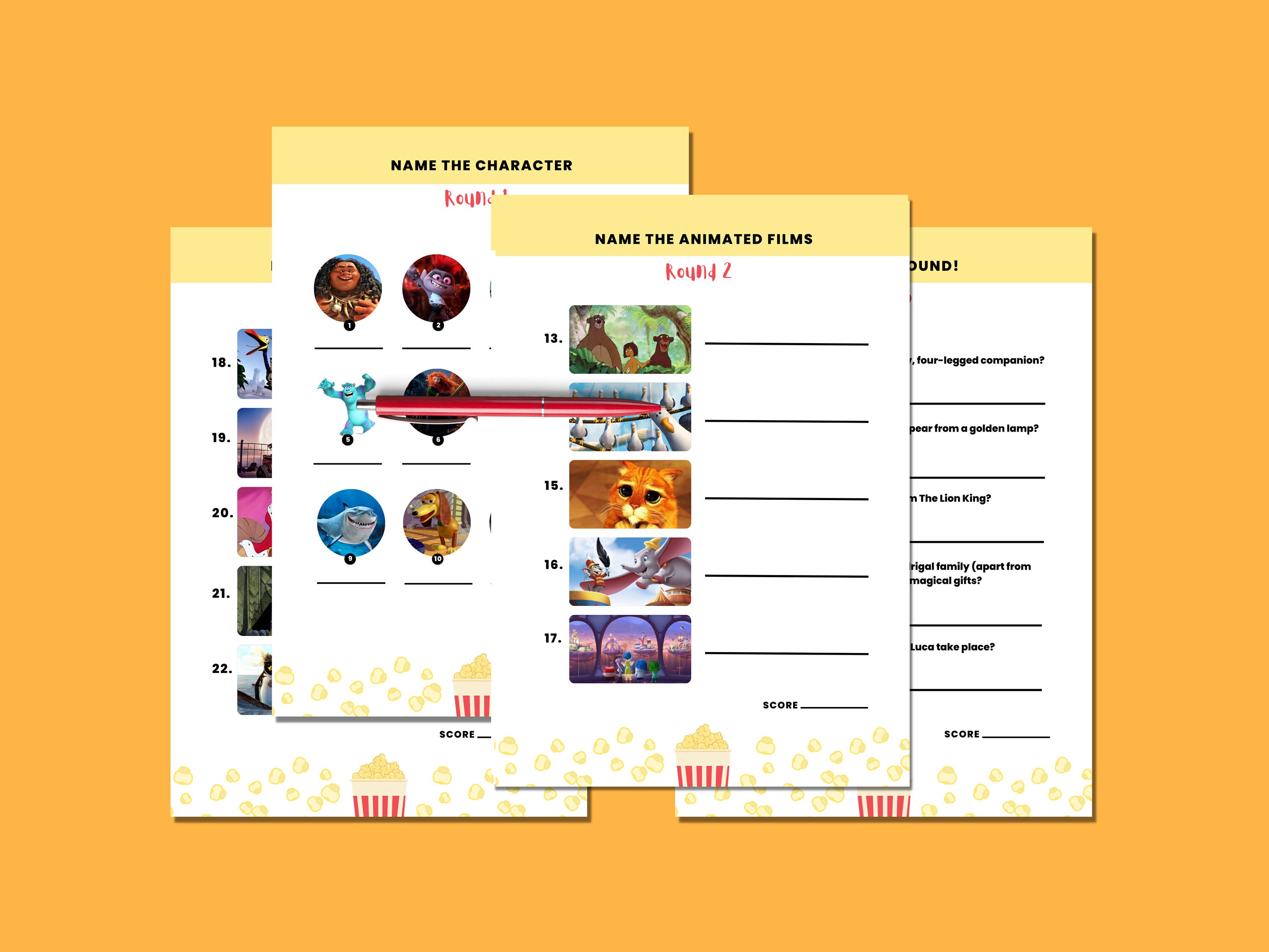 Children's Animated Film Quiz Printable Quiz Questions - Etsy Australia