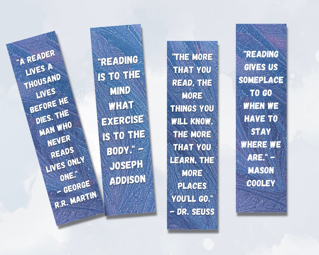 Printable Reading Bookmarks, Reading Quotes, White Text on Pattern ...