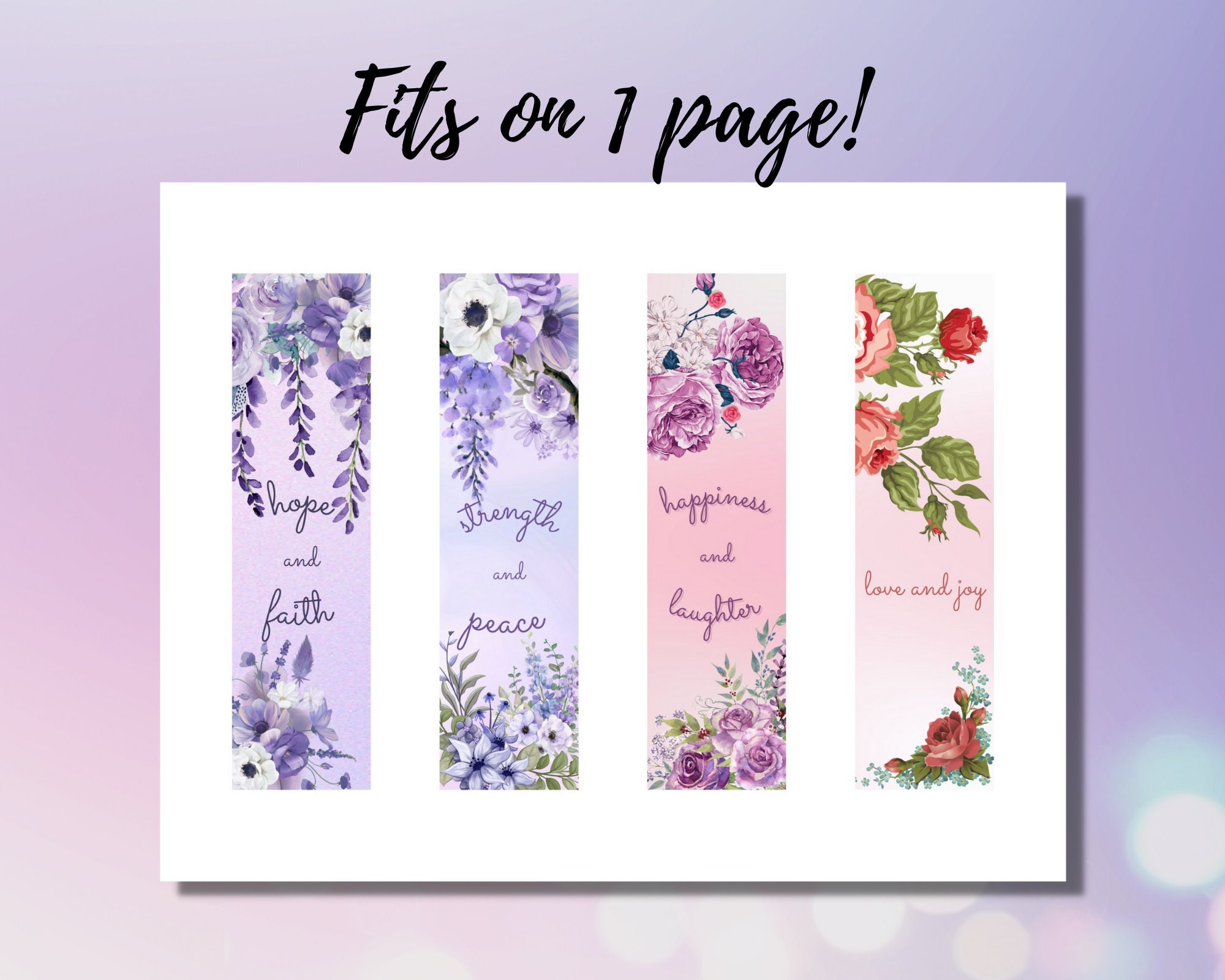 Printable Roses and Flowers Bookmarks | Digital Bookmarks for Download ...