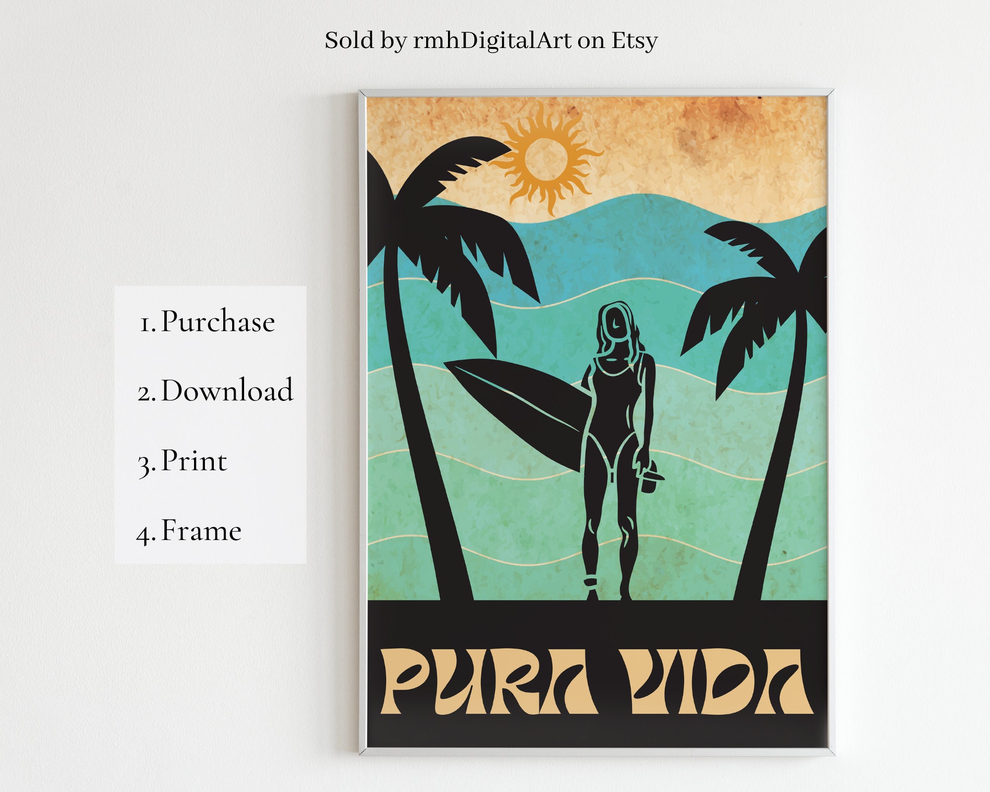 Pura Vida Wall Art Surfer | Printable - Etsy