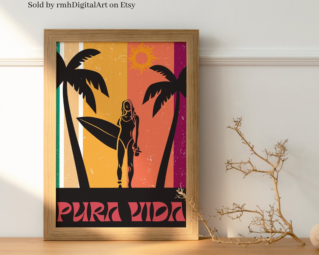 Pura Vida Wall Art , Surfer, Printable Artwork , Costa Rica , Pure Life ...