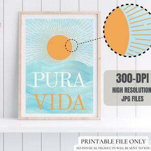 Pura Vida Wall Art , Printable Artwork , Colorful Wall Art , Costa Rica ...