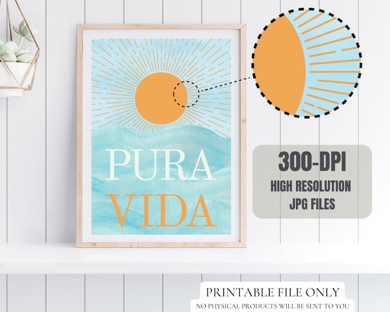 Pura Vida Wall Art , Printable Artwork , Colorful Wall Art , Costa Rica ...