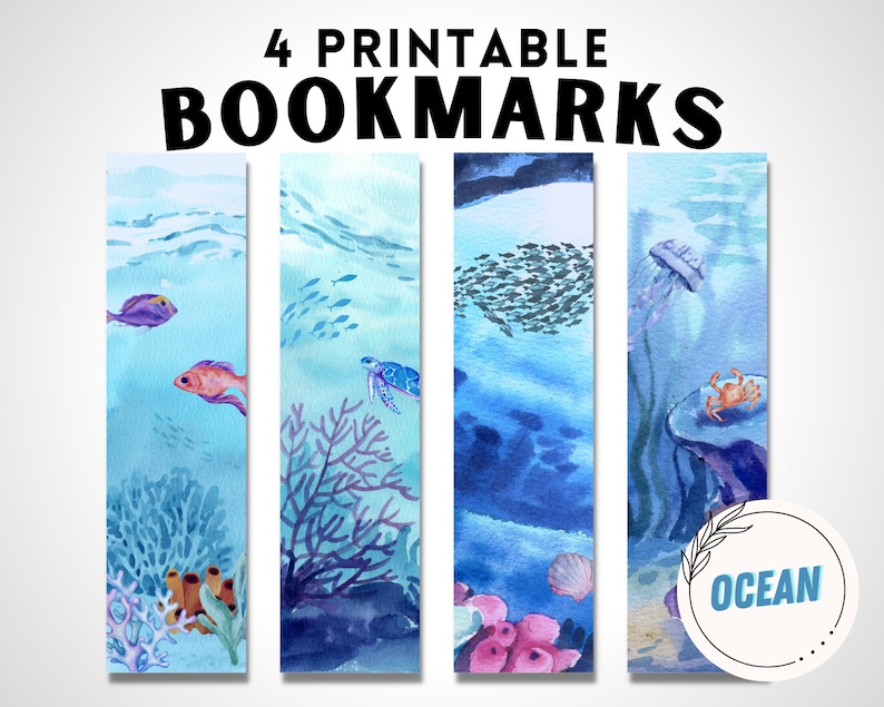 Printable Ocean Bookmarks | Digital Bookmarks for Download - Etsy