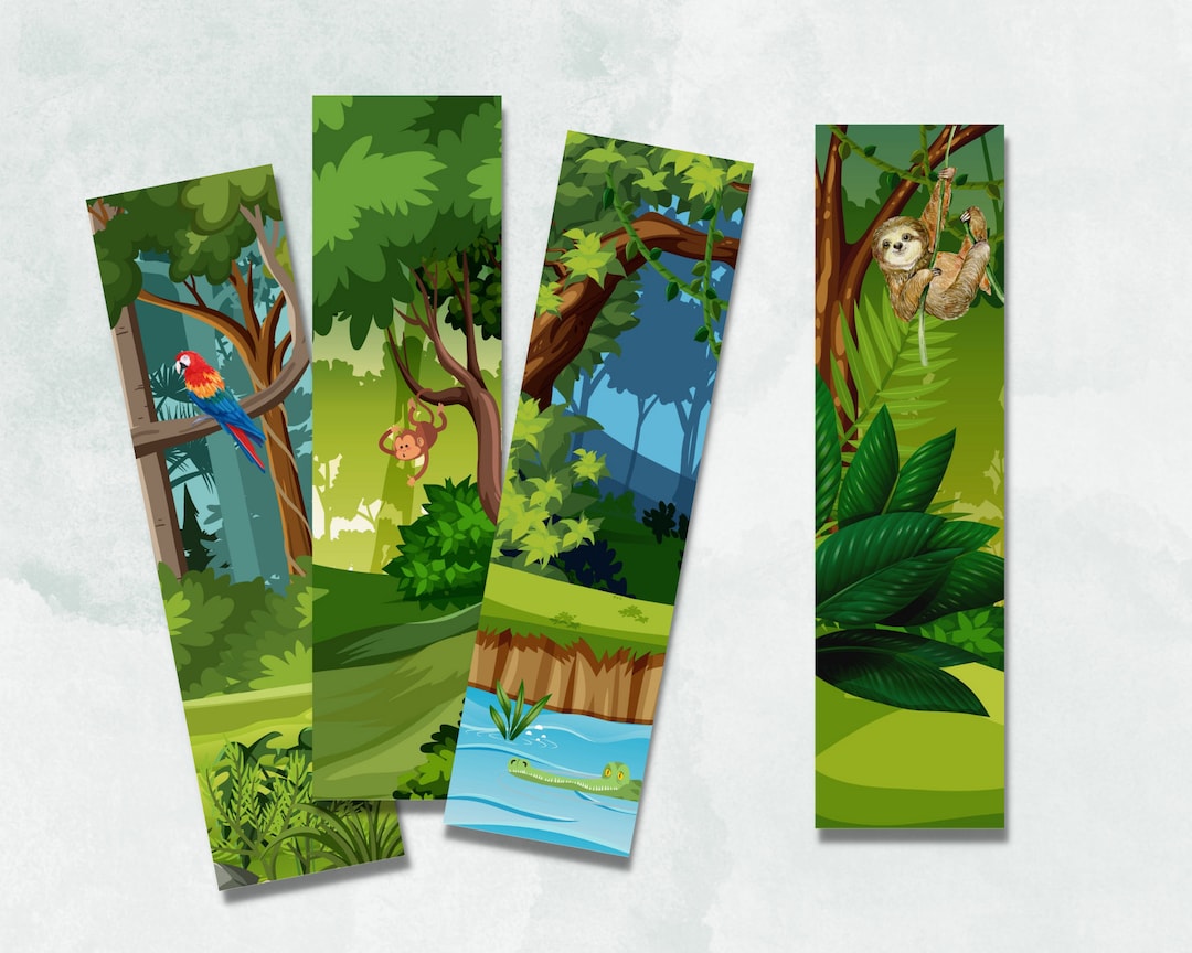 KIDS Printable Jungle Bookmarks | Digital Bookmarks for Download - Etsy