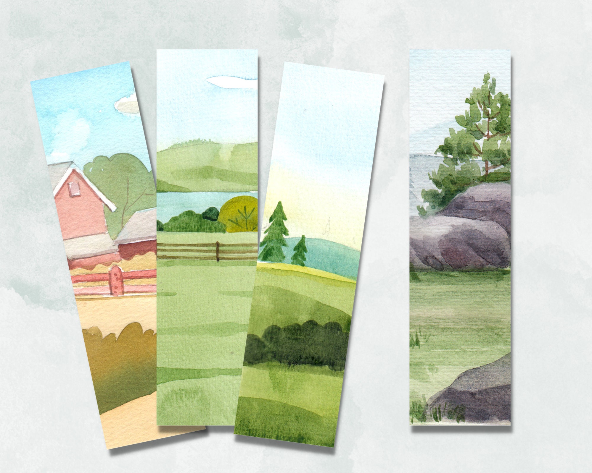 Printable Waterfolor Farm Bookmarks Digital Bookmarks for Download - Etsy