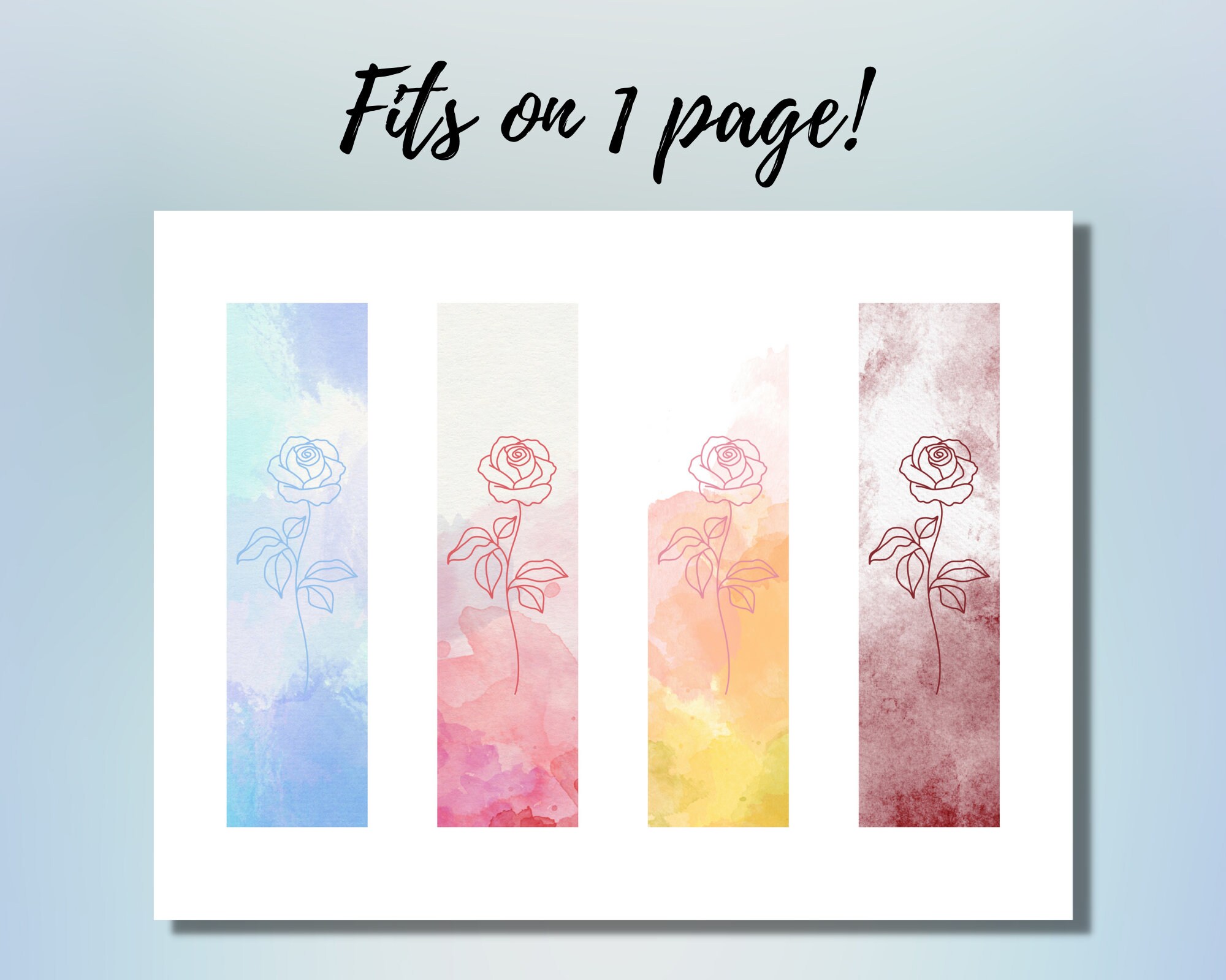 Printable Rose Bookmarks, Flowers, Floral Bookmark, Digital Bookmark ...