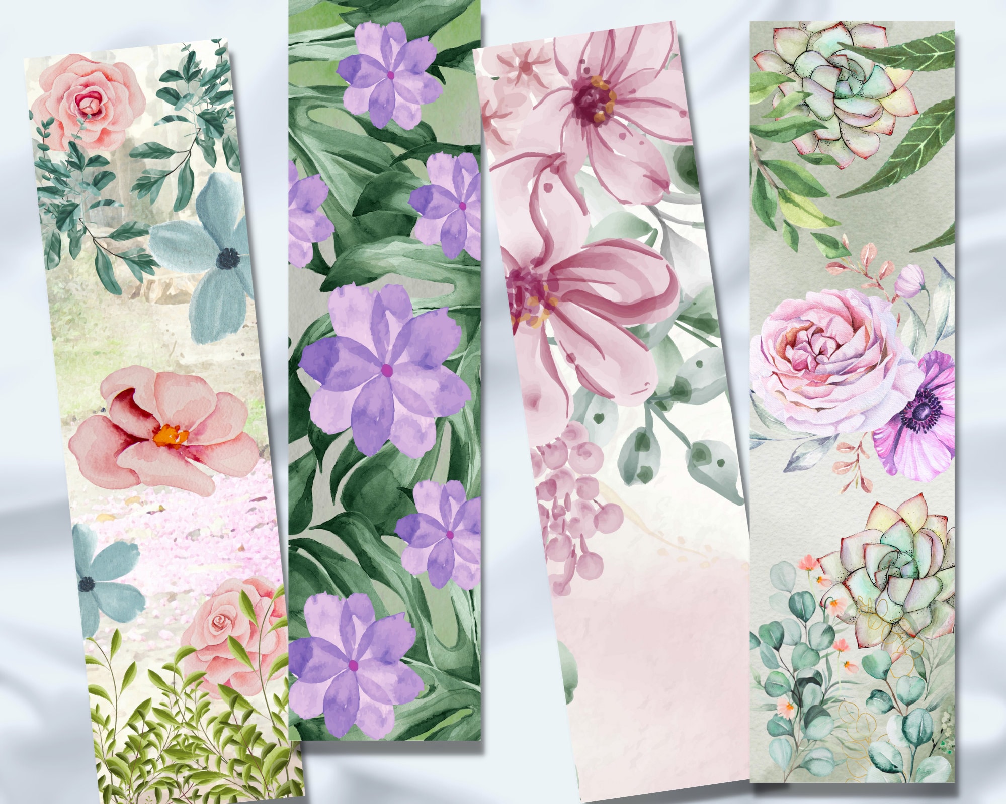 Printable Watercolor Flowers Bookmarks - Etsy