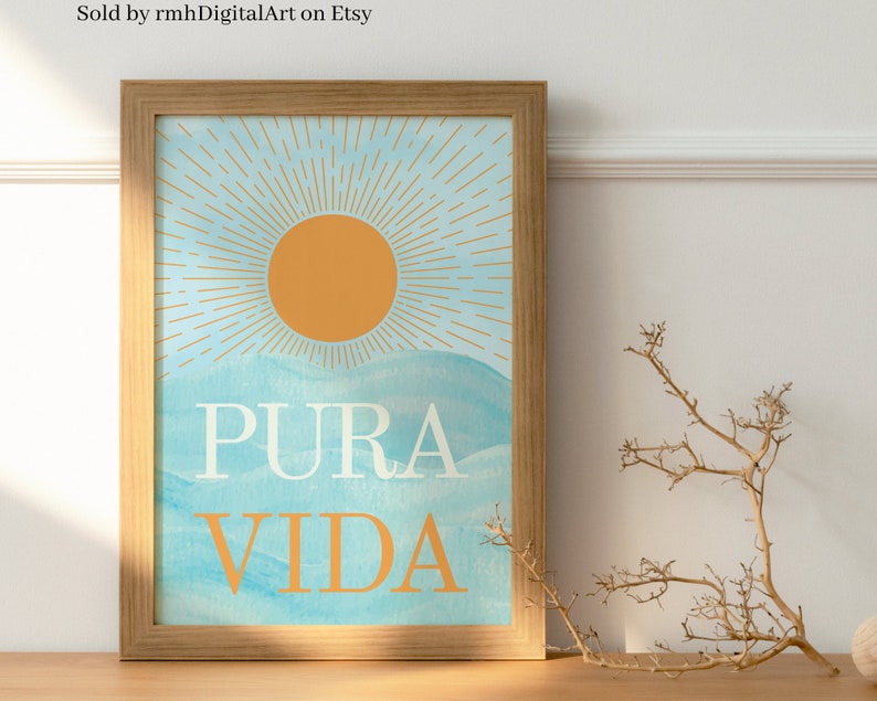 Pura Vida Wall Art , Printable Artwork , Colorful Wall Art , Costa Rica ...