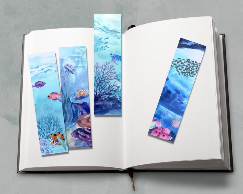 Printable Ocean Bookmarks | Digital Bookmarks for Download - Etsy