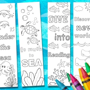 Coloring Bookmarks Printable | Ocean Bookmarks for Kids - Etsy