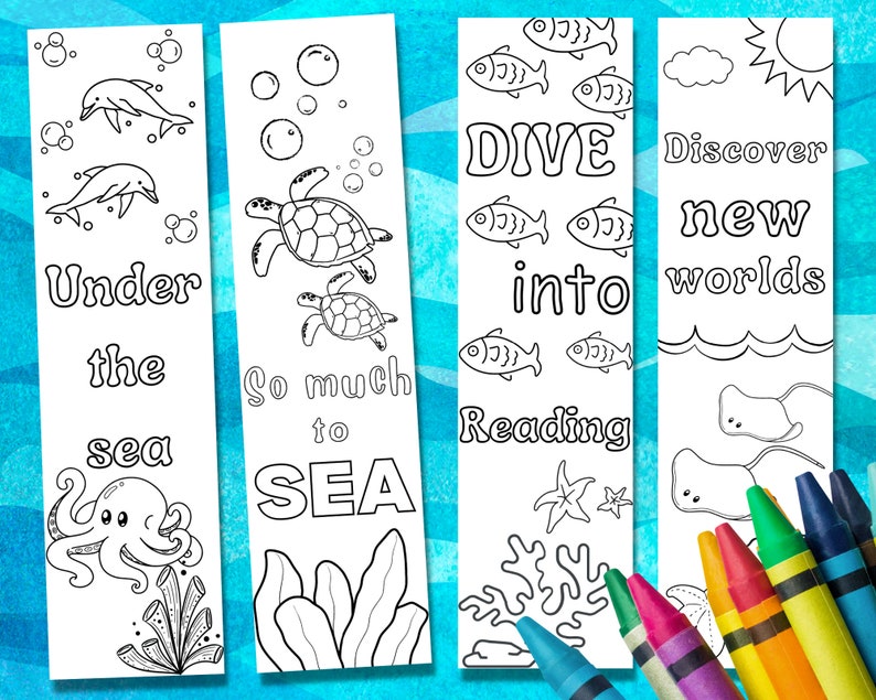 Coloring Bookmarks Printable | Ocean Bookmarks for Kids - Etsy