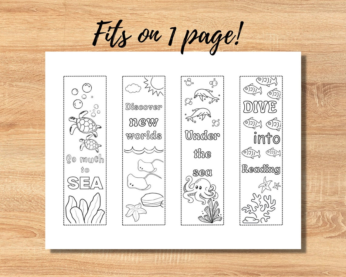 Coloring Bookmarks Printable | Ocean Bookmarks for Kids - Etsy