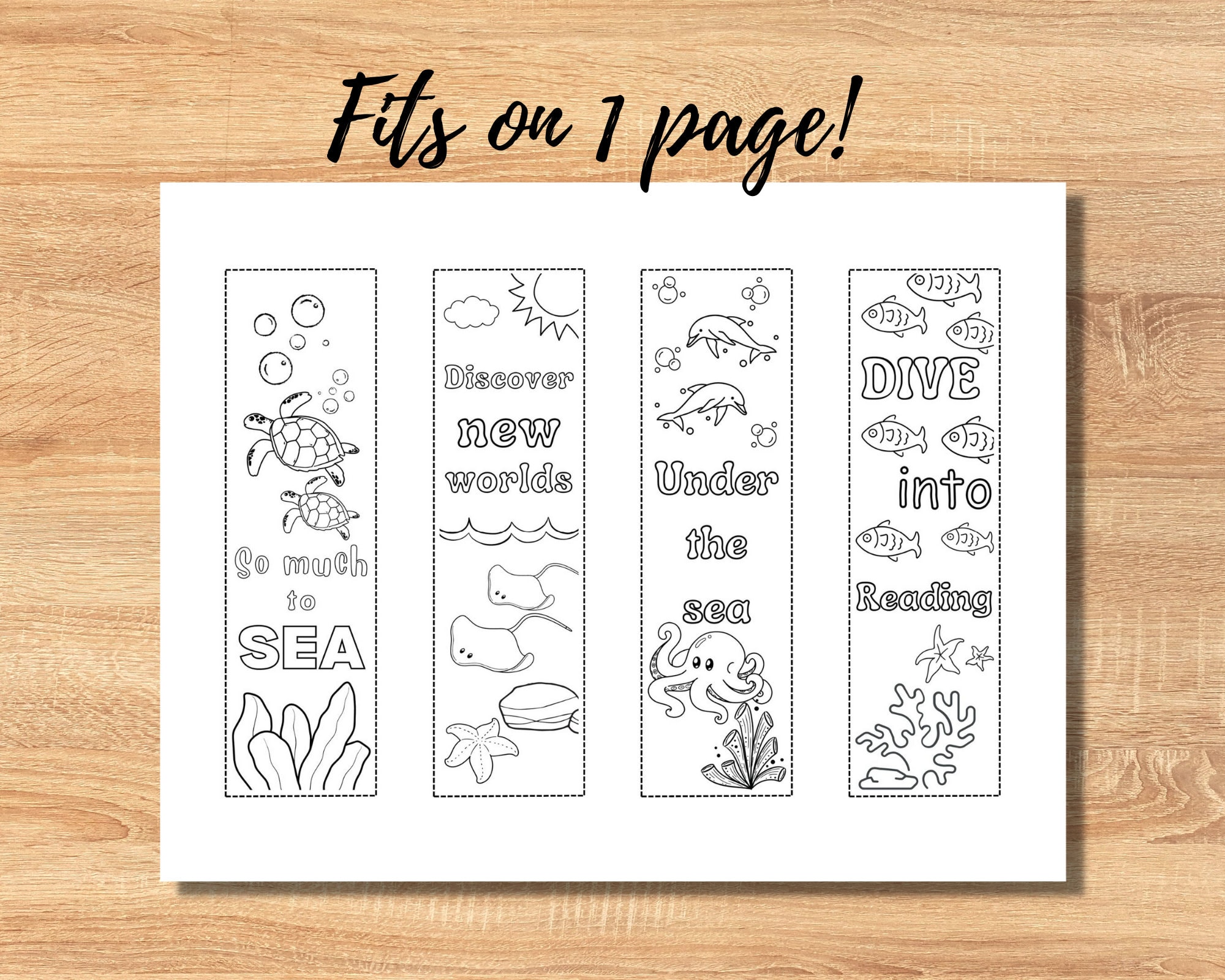 Coloring Bookmarks Printable | Ocean Bookmarks for Kids - Etsy