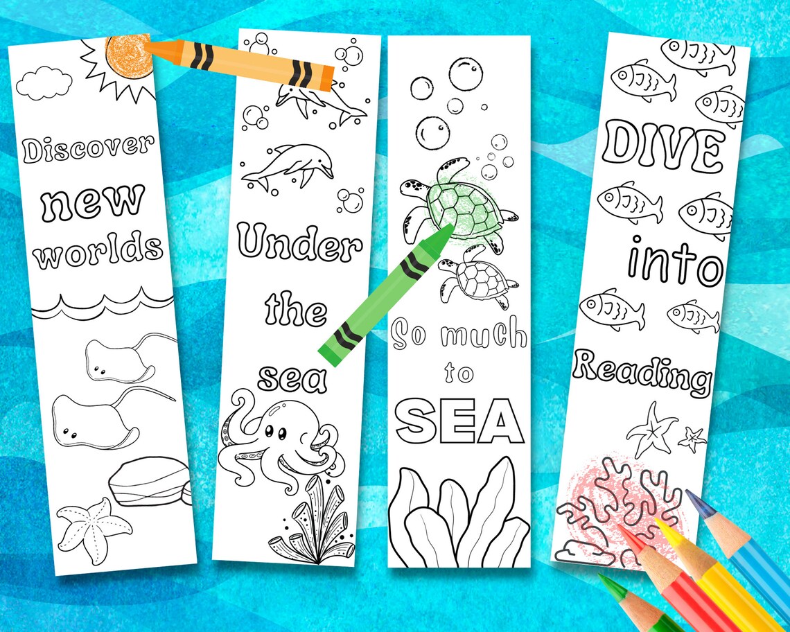 Coloring Bookmarks Printable | Ocean Bookmarks for Kids - Etsy