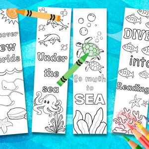 Coloring Bookmarks Printable | Ocean Bookmarks for Kids - Etsy