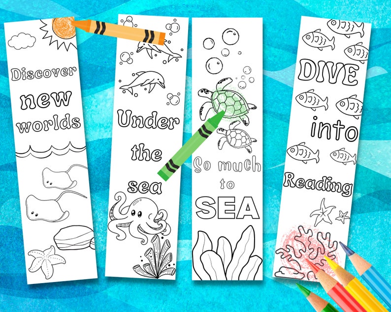 Coloring Bookmarks Printable | Ocean Bookmarks for Kids - Etsy