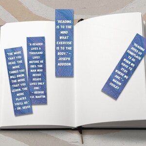Printable Reading Bookmarks, Reading Quotes, White Text on Pattern ...