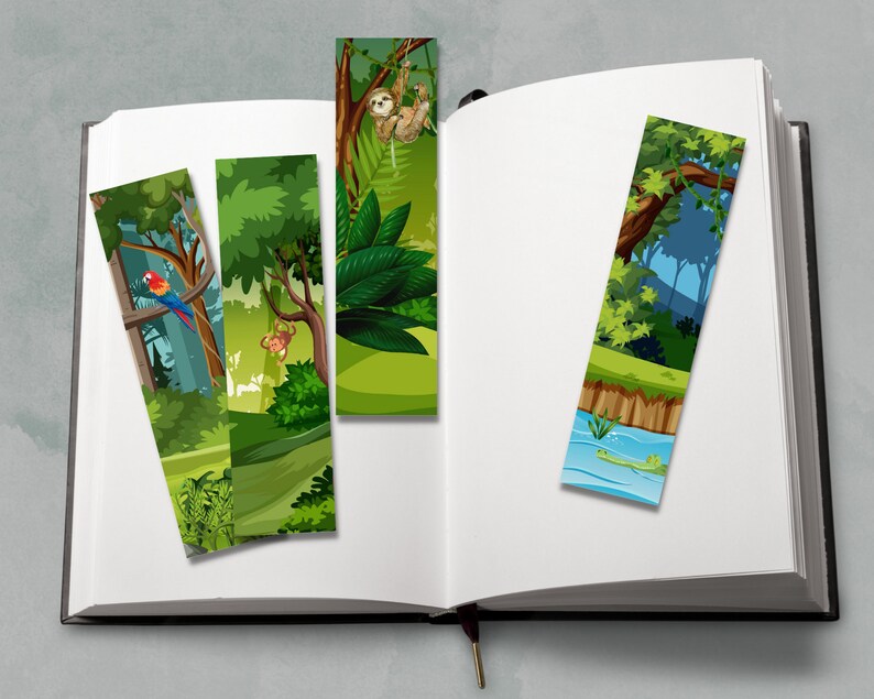 KIDS Printable Jungle Bookmarks | Digital Bookmarks for Download - Etsy