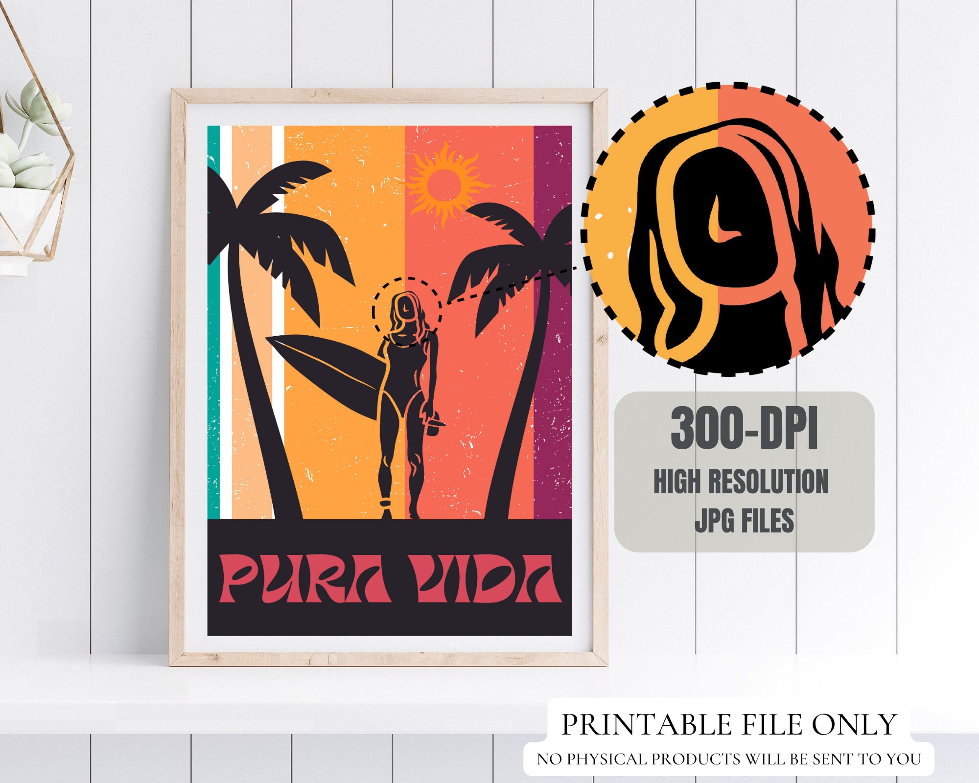 Pura Vida Wall Art , Surfer, Printable Artwork , Costa Rica , Pure Life ...
