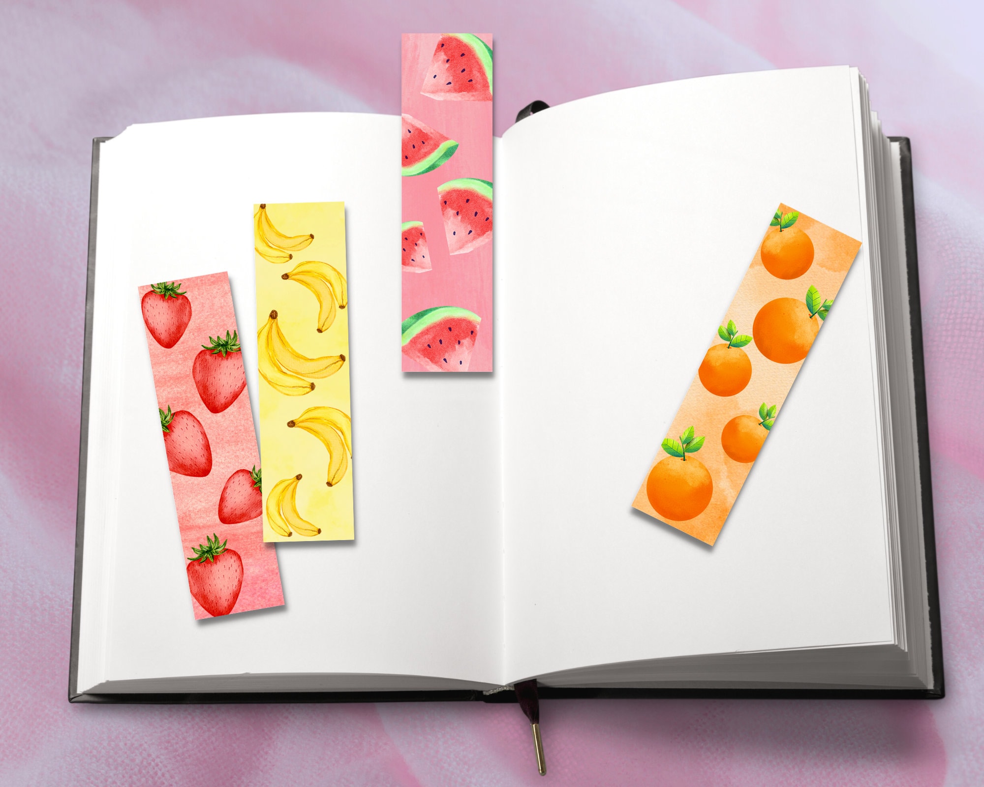 Watercolor Fruit Printable Bookmarks Set of 4: Strawberries, Bananas ...