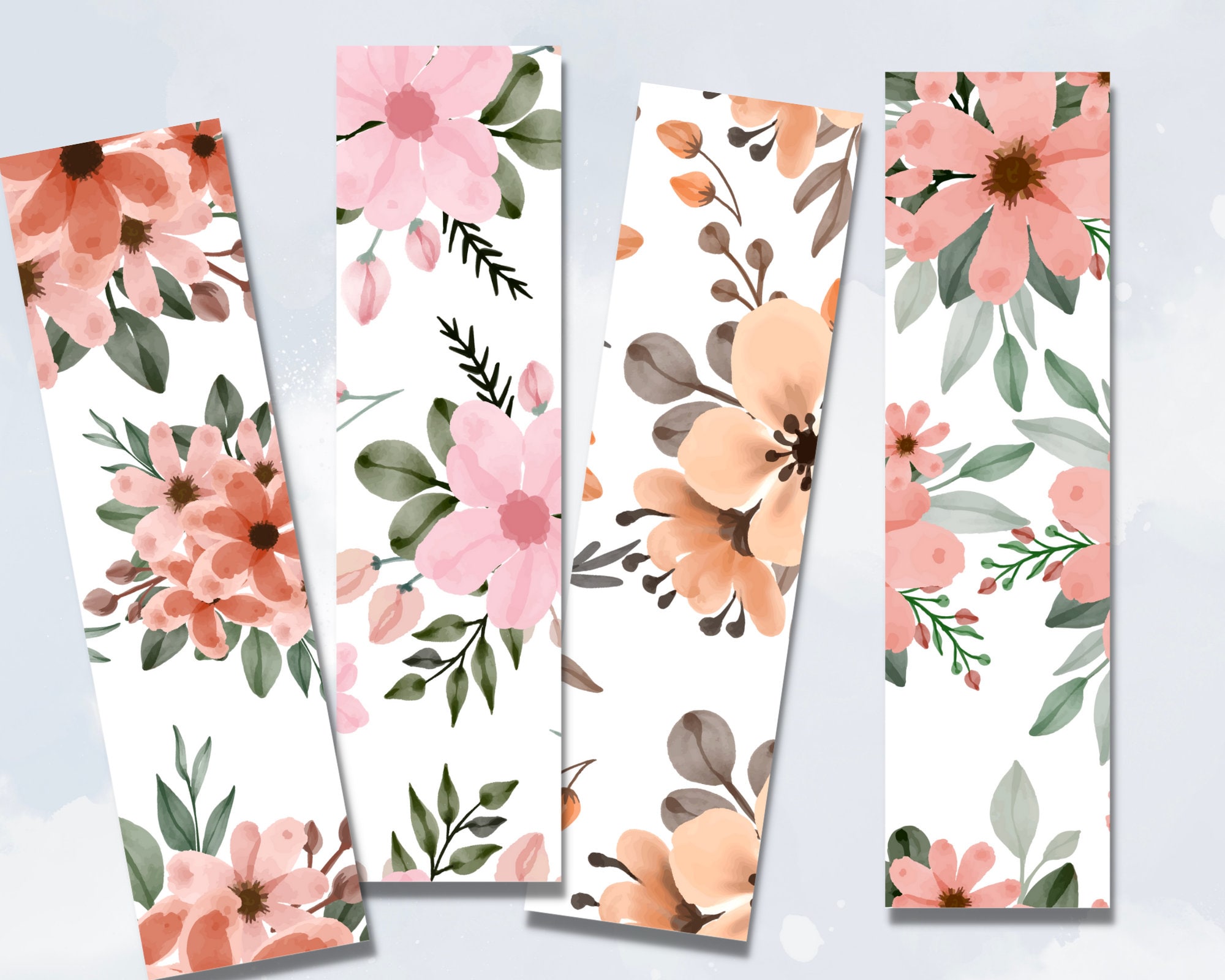 Printable Watercolor Floral Bookmark Collection | Instant Digital ...