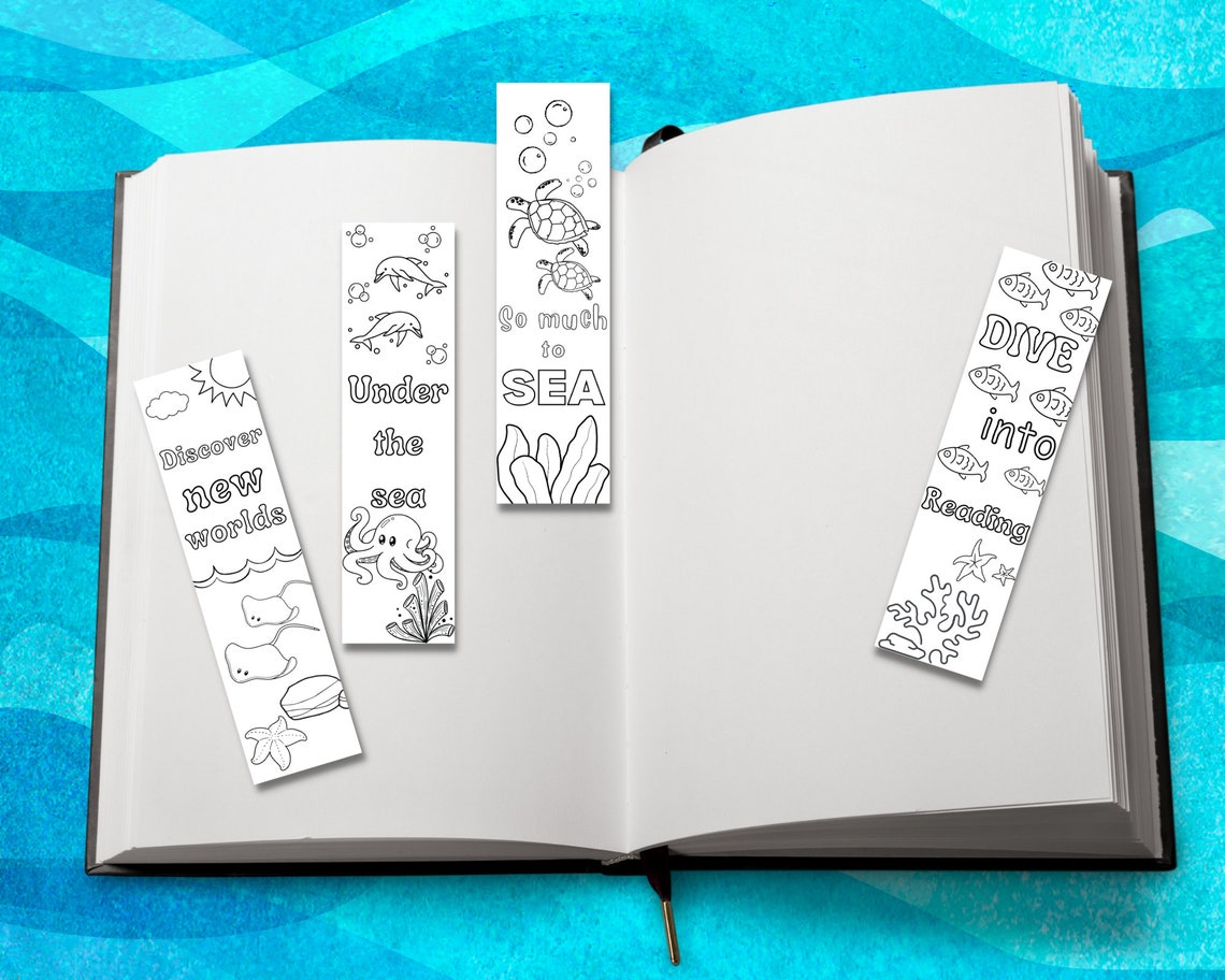 Coloring Bookmarks Printable | Ocean Bookmarks for Kids - Etsy