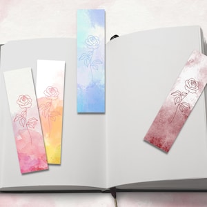 Printable Rose Bookmarks, Flowers, Floral Bookmark, Digital Bookmark ...
