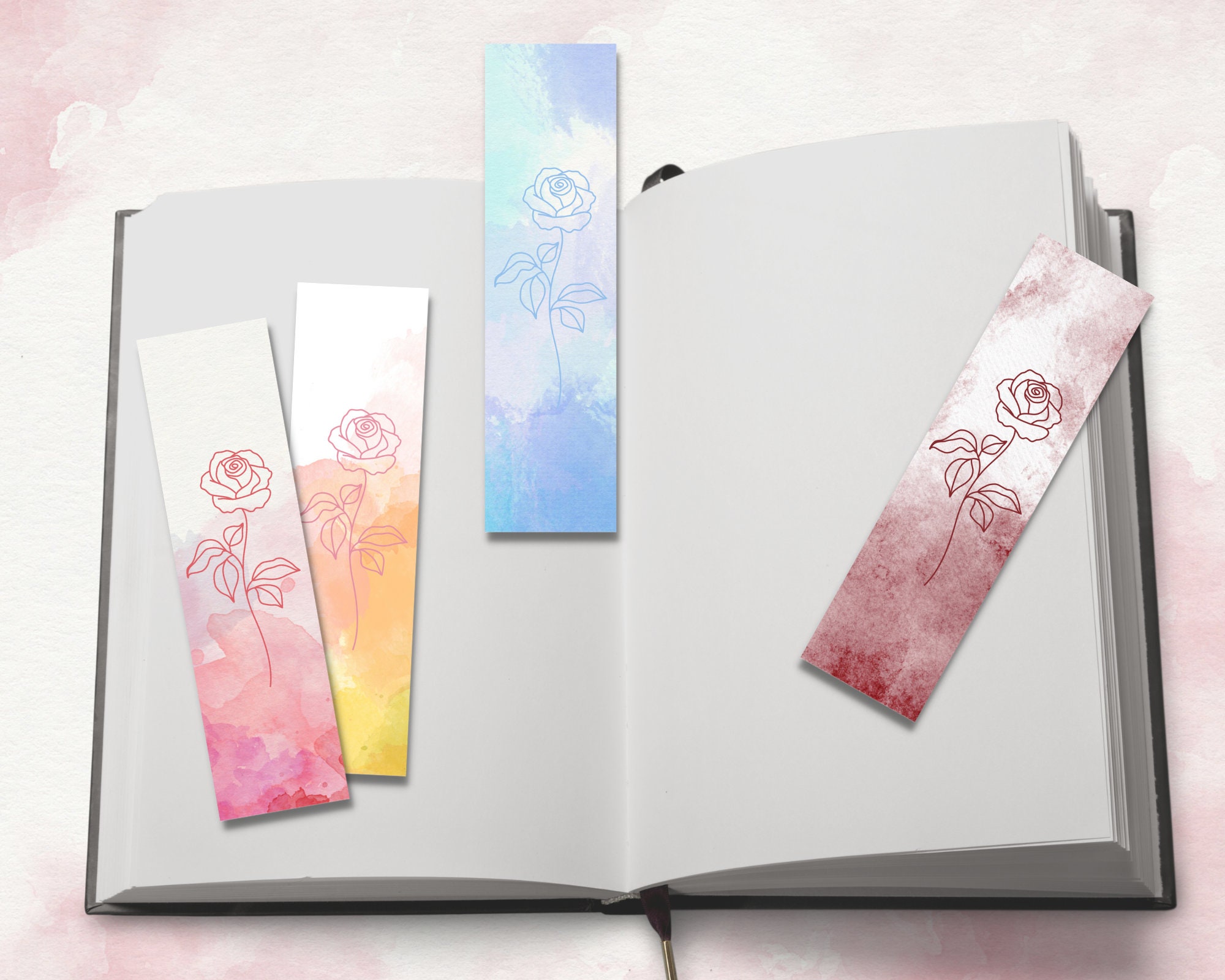 Printable Rose Bookmarks, Flowers, Floral Bookmark, Digital Bookmark ...