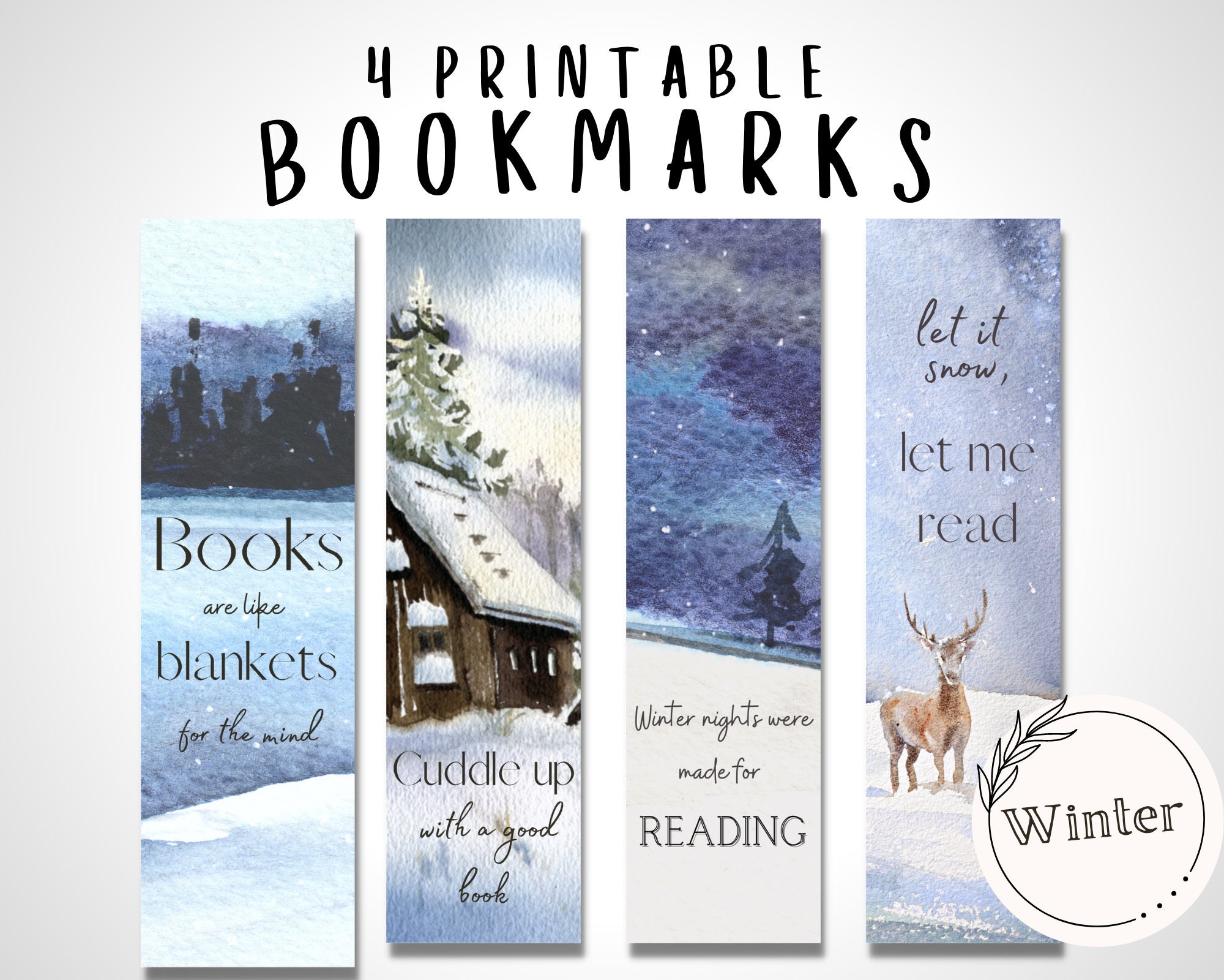 Cozy Winter Bookmarks | PRINTABLE Bookmarks, Instant Digital Download ...