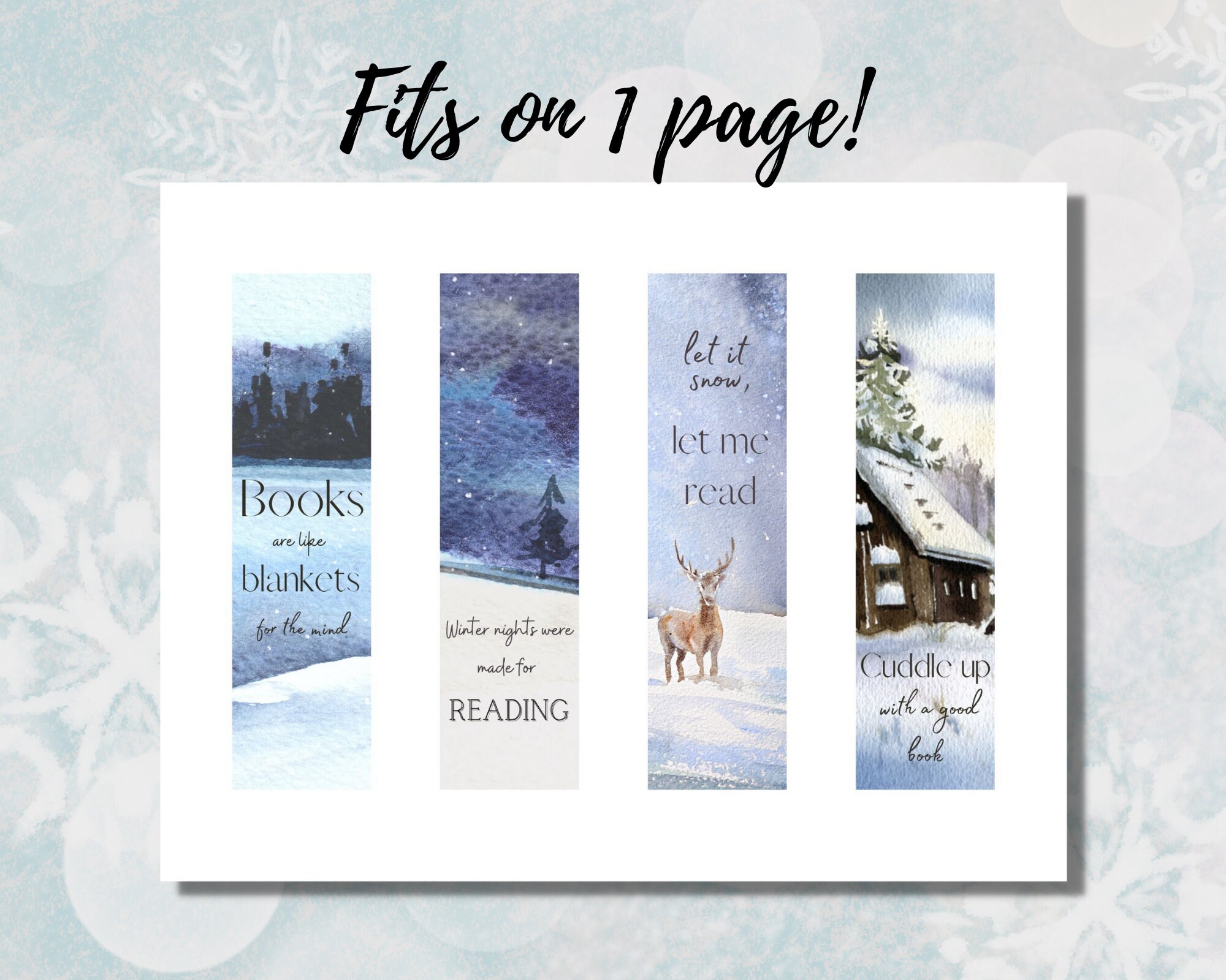 Cozy Winter Bookmarks | PRINTABLE Bookmarks, Instant Digital Download ...