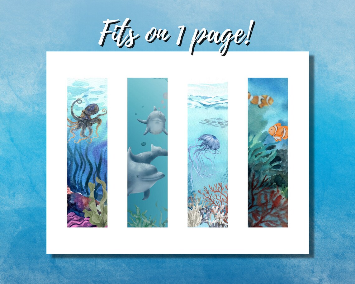 Printable Ocean Animal Bookmarks | Digital Bookmarks for Download - Etsy