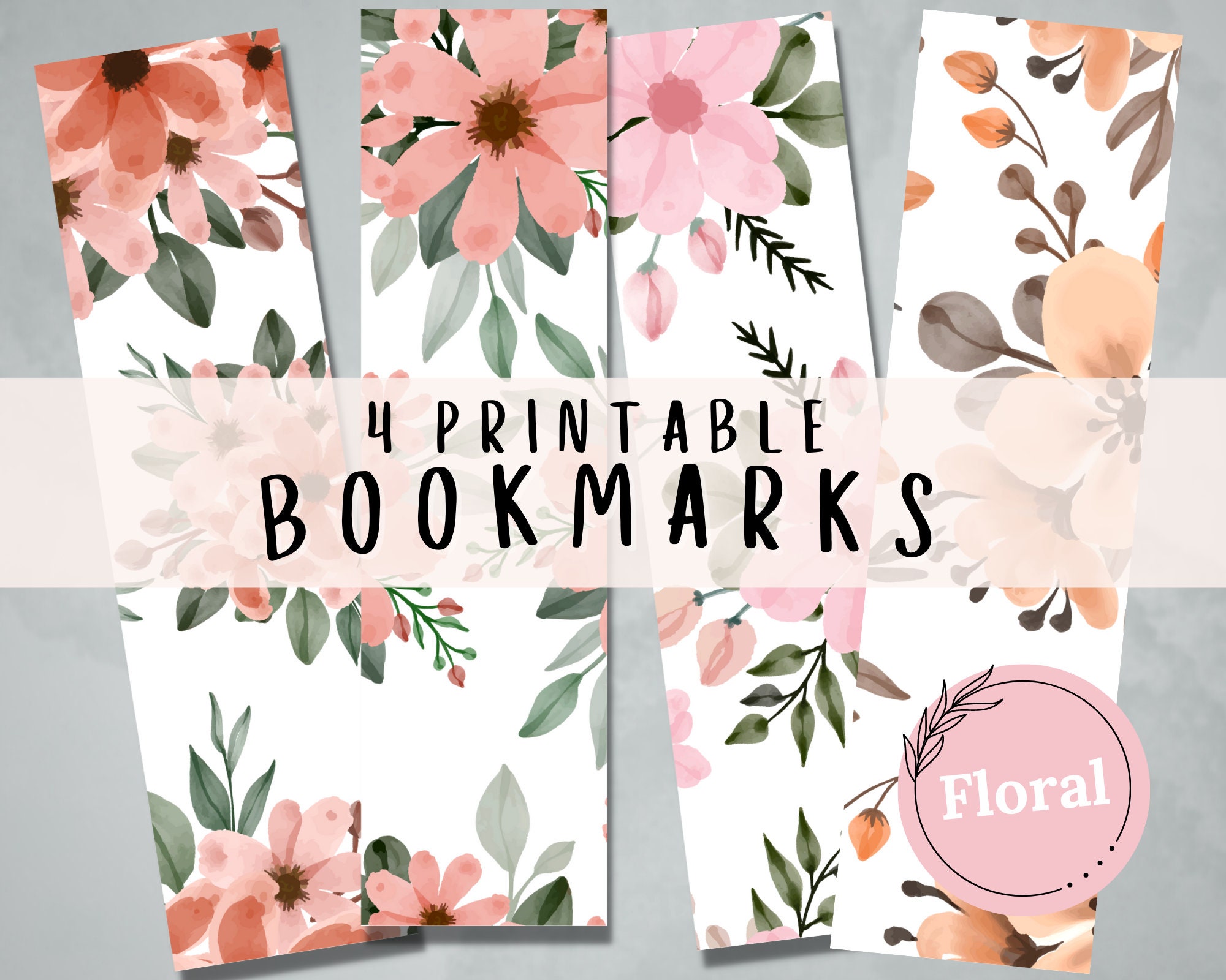 Printable Watercolor Floral Bookmark Collection | Instant Digital ...