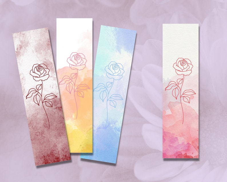 Printable Rose Bookmarks Flowers Floral Bookmark Digital - Etsy