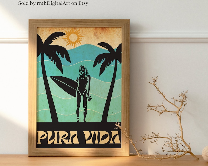 Pura Vida Wall Art Surfer Printable - Etsy