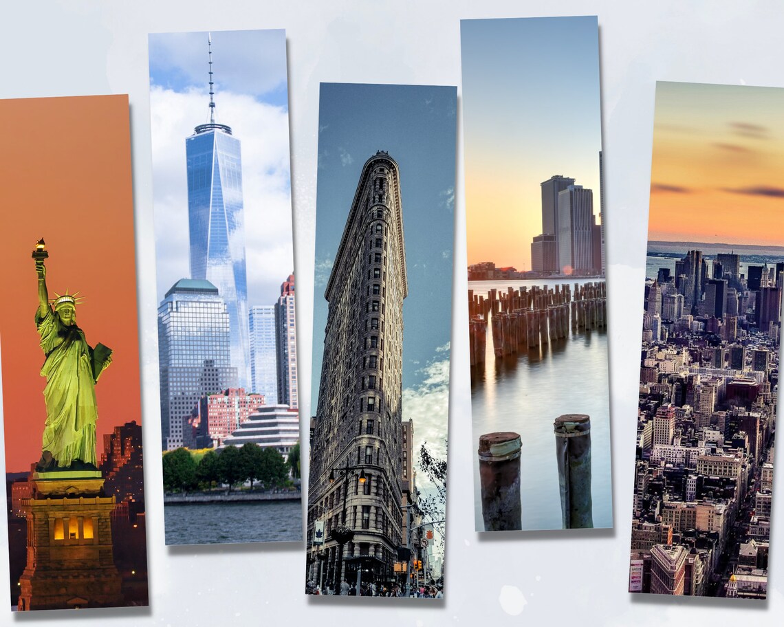 New York City Printable Bookmarks - Skyline and Landmarks | Vibrant NYC ...