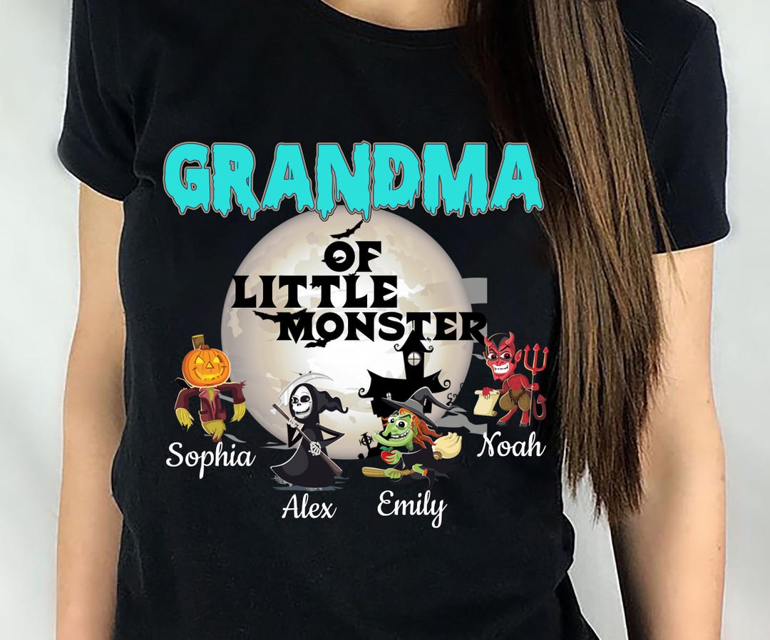 Custom Grandma Halloween Shirt: "little Monsters" Grandkids Tee - Etsy