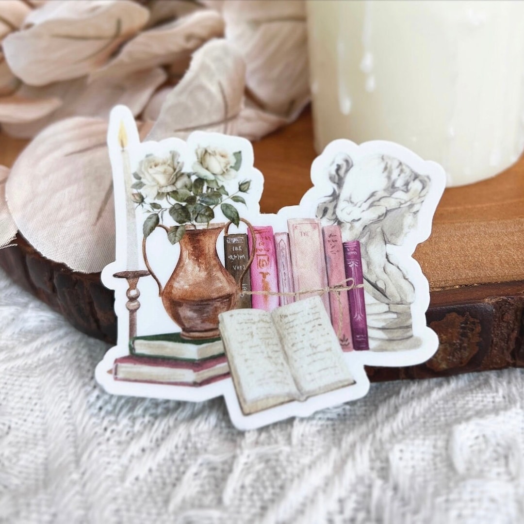 Vintage Romance Bookshelf Vinyl Sticker/ Bookish Sticker/ Romantasy ...
