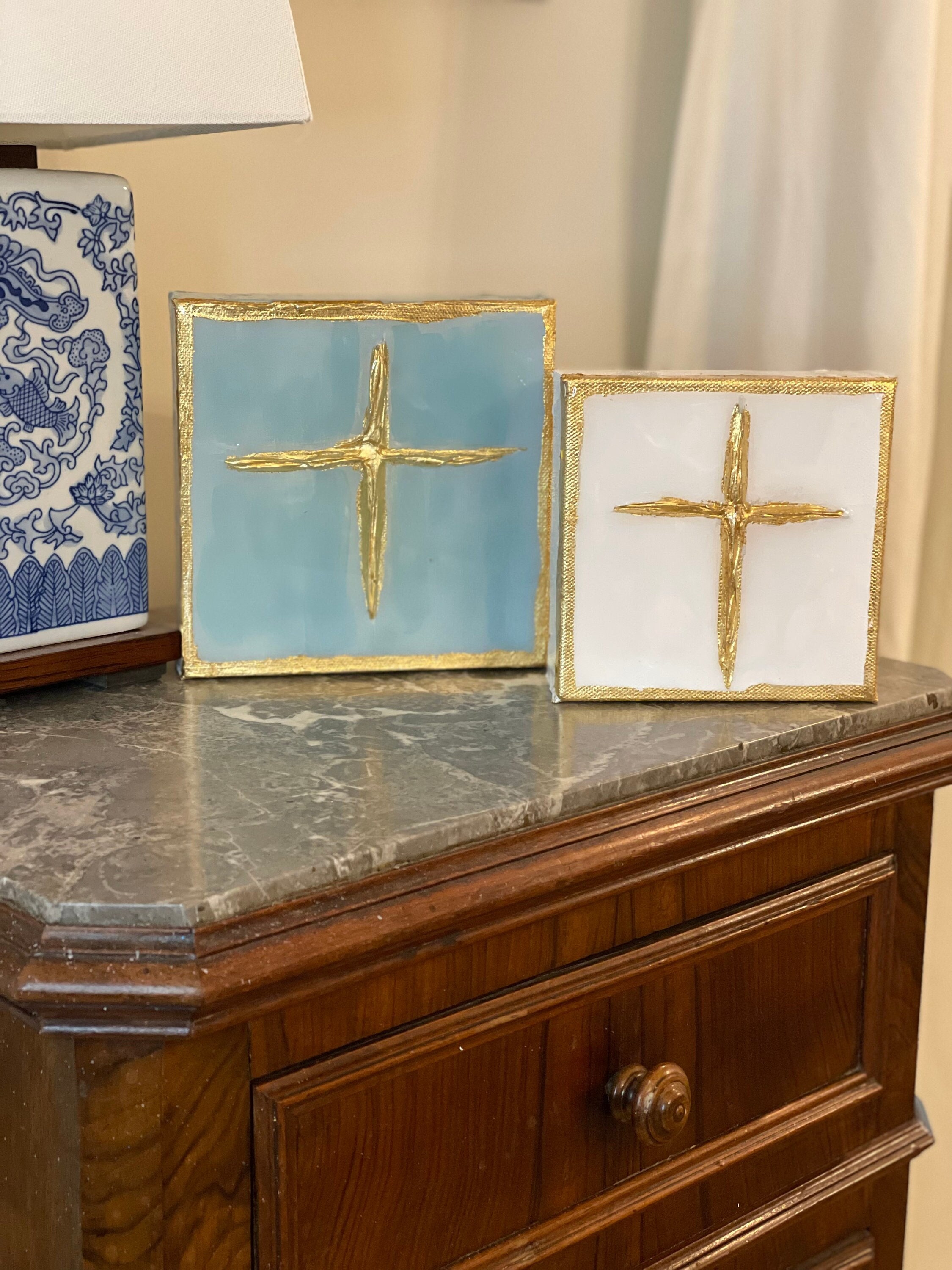 Hand Painted Textured Gold Leaf Cross | Christian Gifts - Etsy