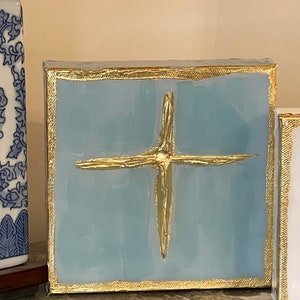 Hand Painted Textured Gold Leaf Cross | Christian Gifts - Etsy