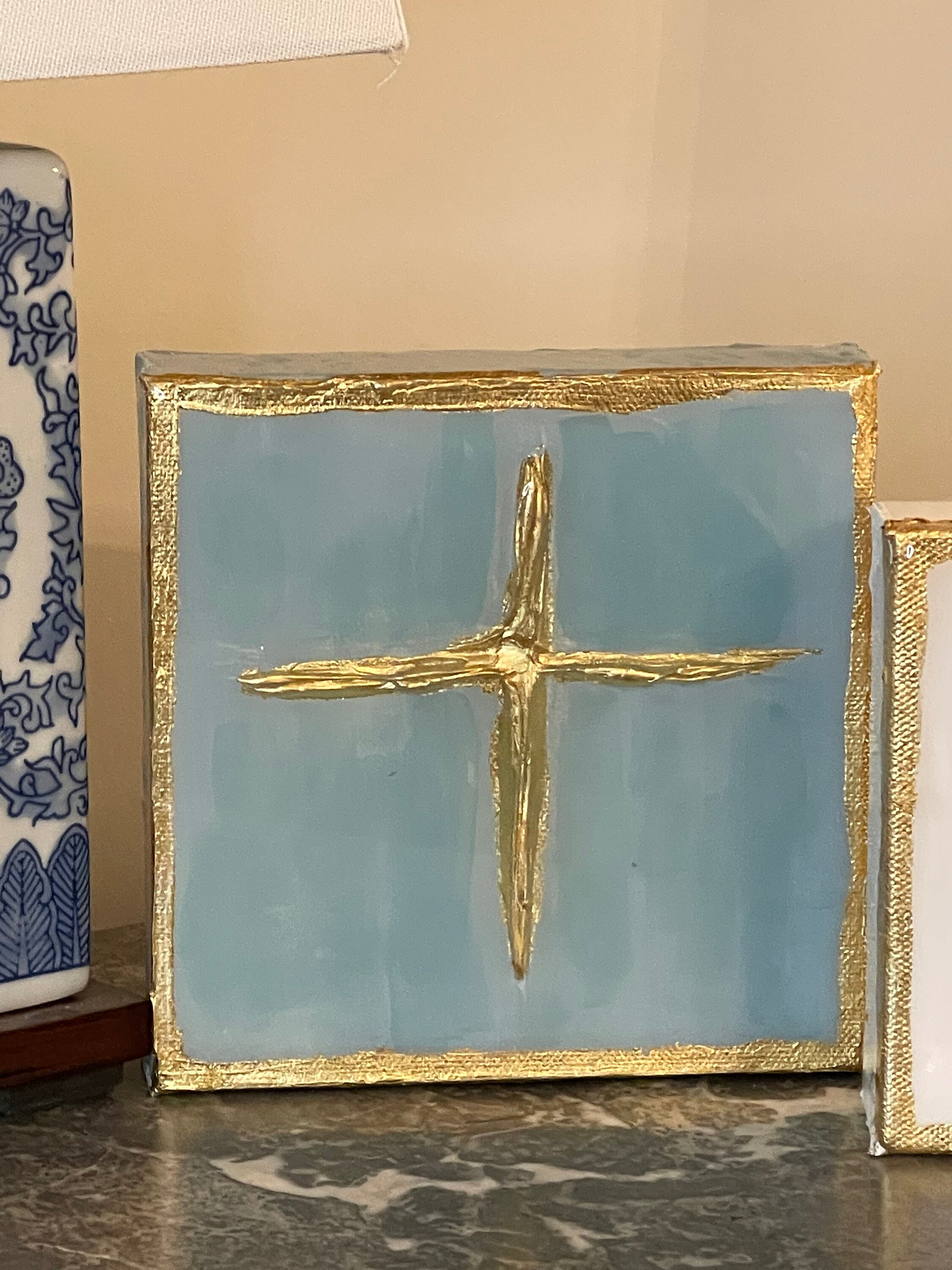 Hand Painted Textured Gold Leaf Cross | Christian Gifts - Etsy